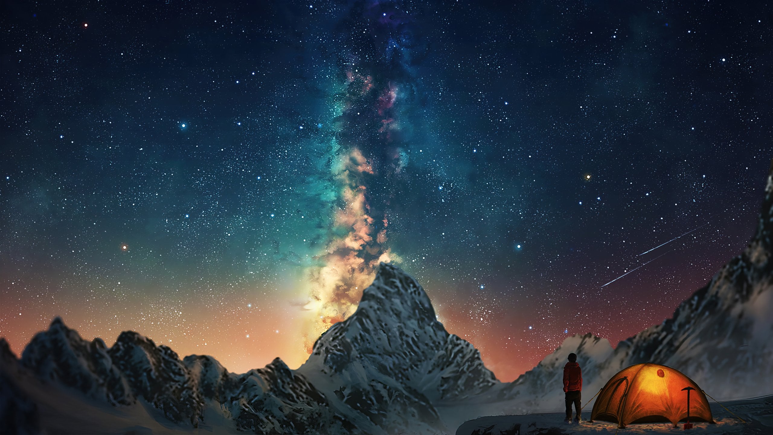 Stars over mountain Wallpaper 4k HD ID:9165