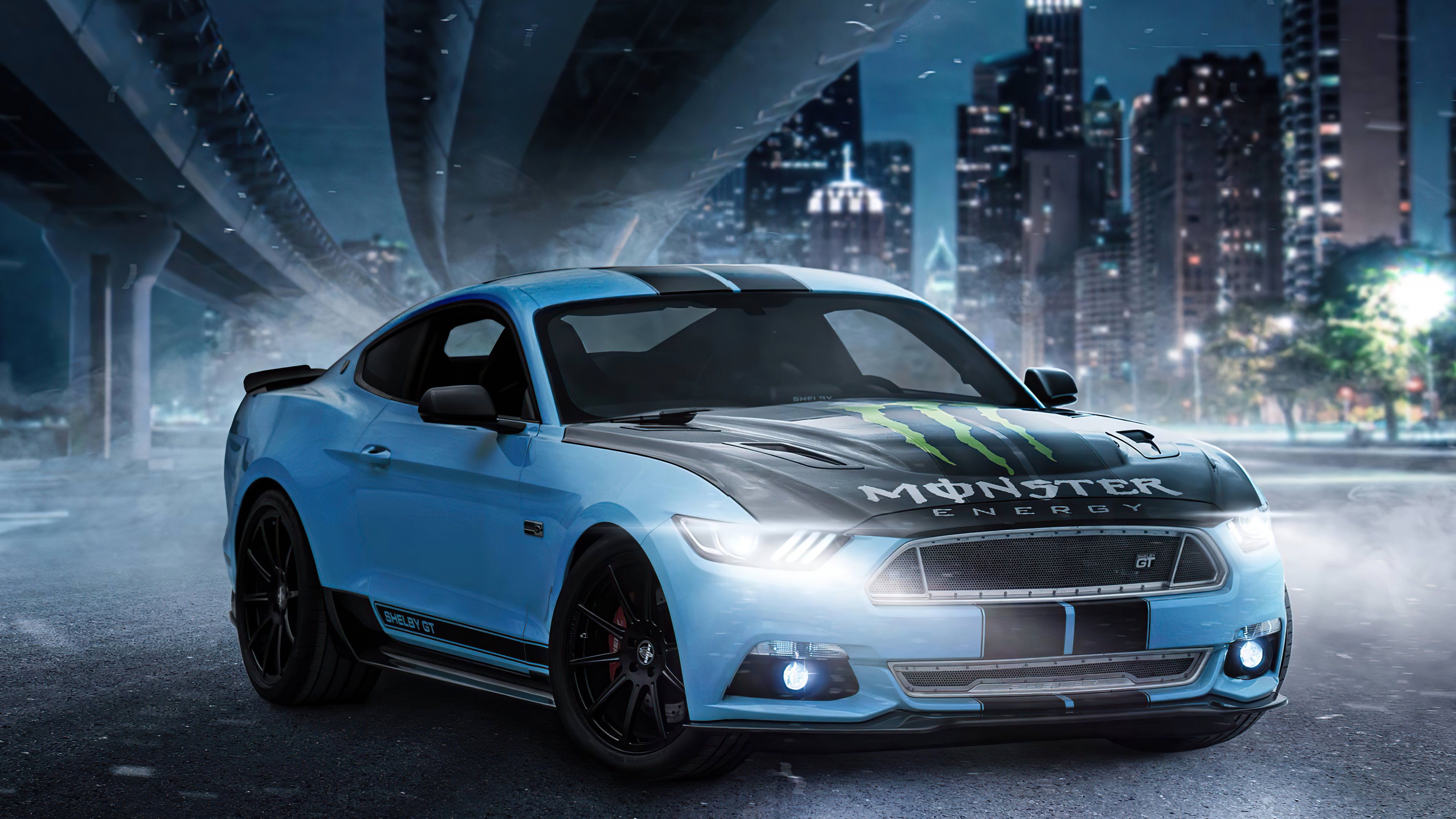 Ford Mustang Skyblue on city Wallpaper 5k HD ID:7488