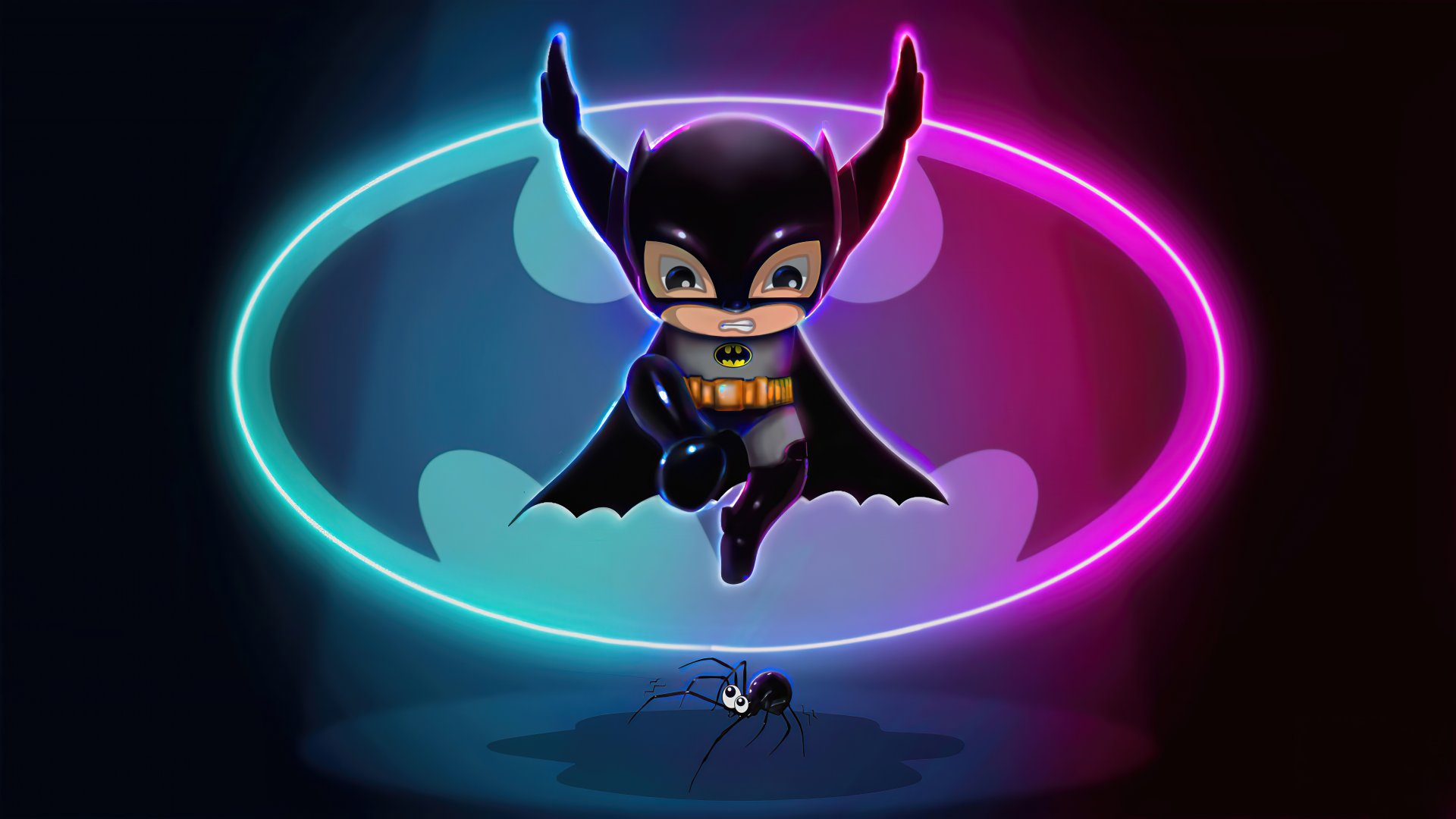 Ilustración de Batman con luces neon Fondo de pantalla 8k HD ID:8175