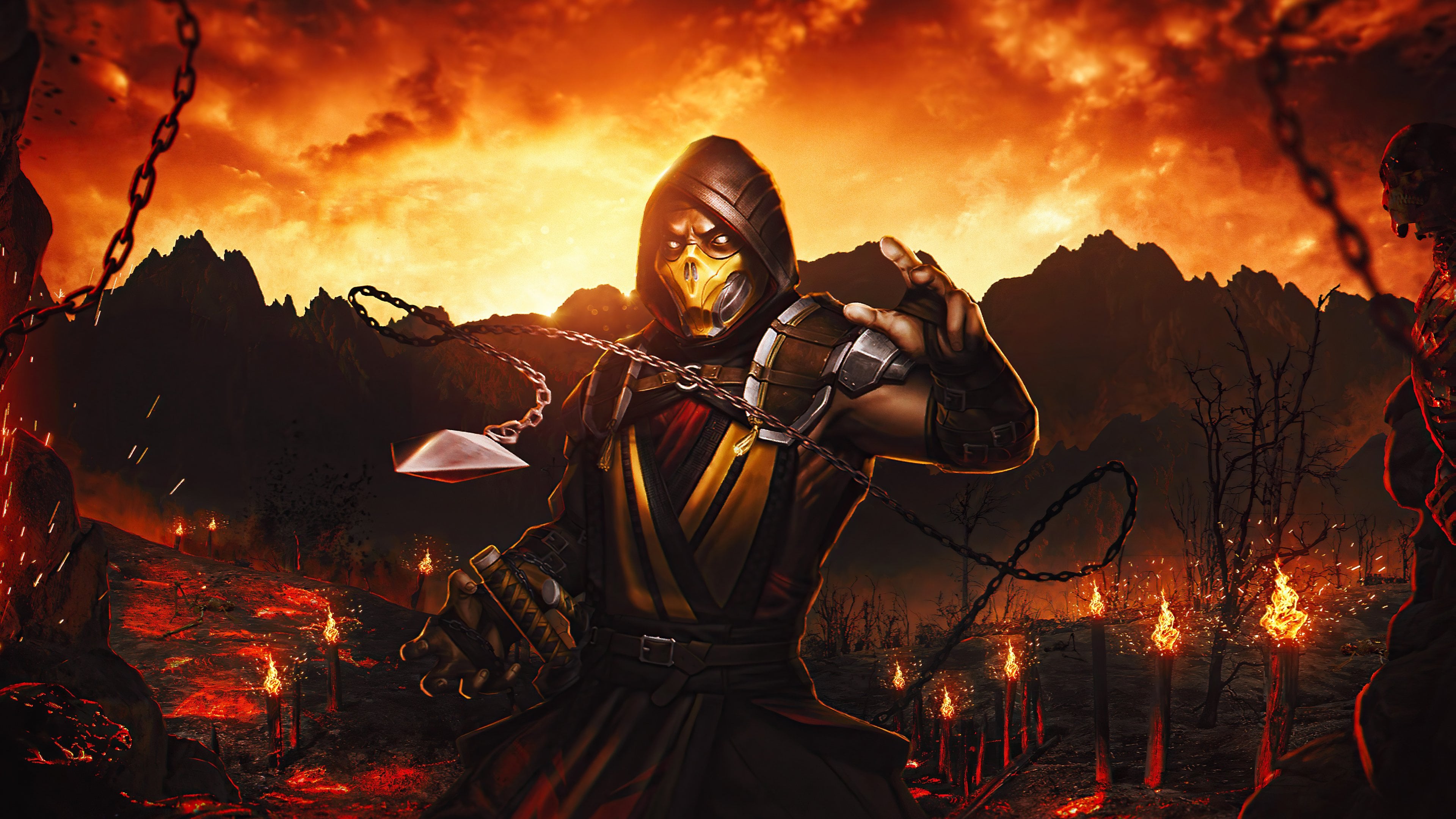 Mortal Kombat Scorpion Samurai Fondo de pantalla 5k HD ID:7412