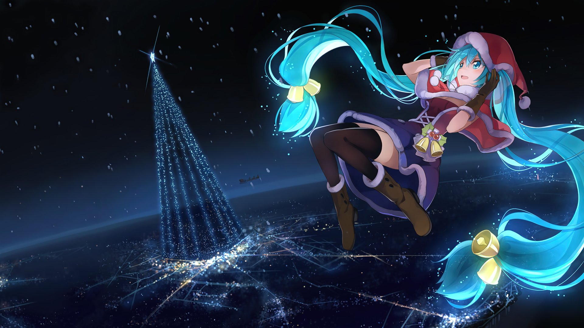Santa Anime Girl Hatsune Miku Wallpaper 4k HD ID:11220