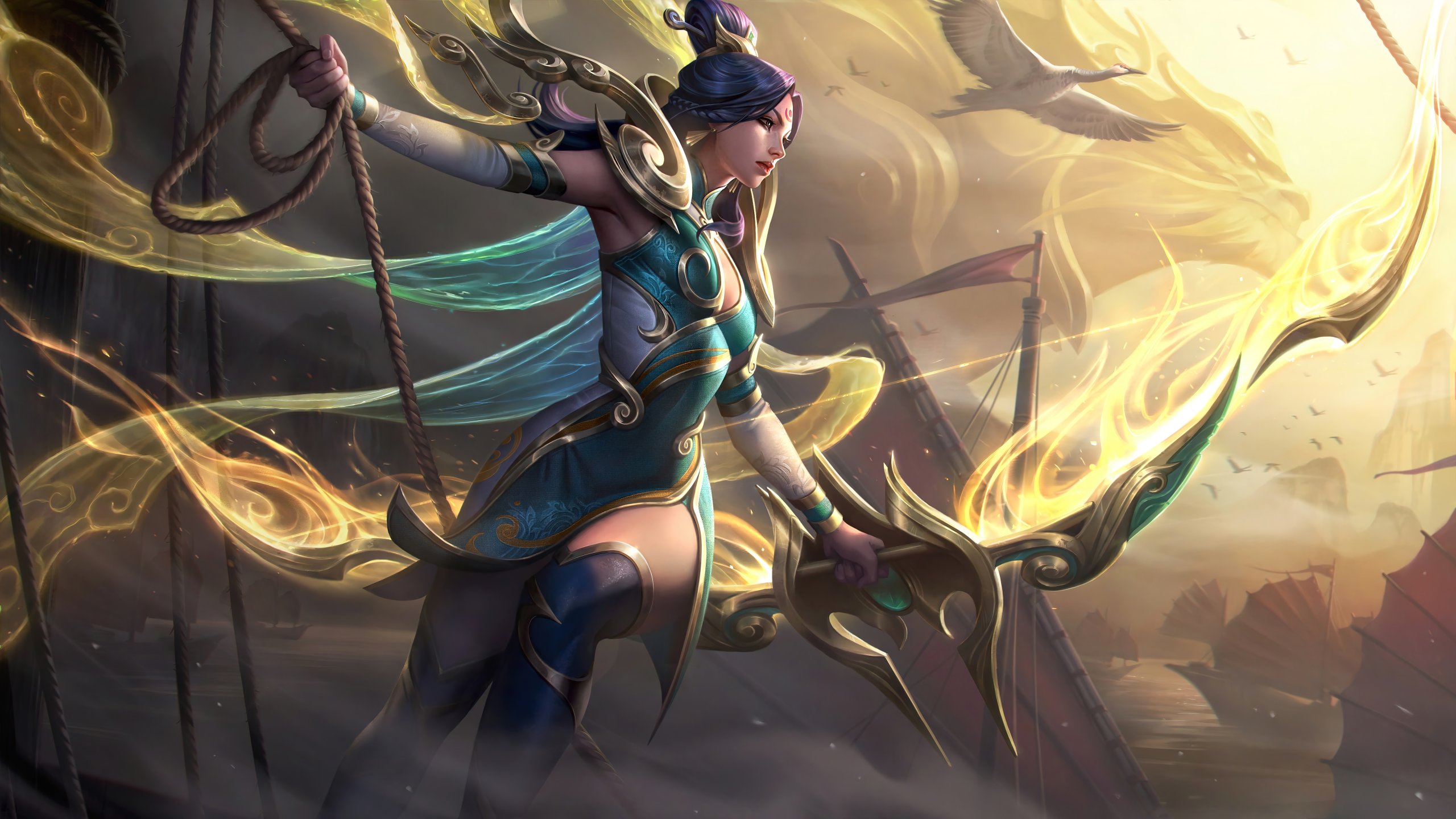 Lunar Empress Ashe League of Legends Splash Art Wallpaper 8k Ultra HD ...