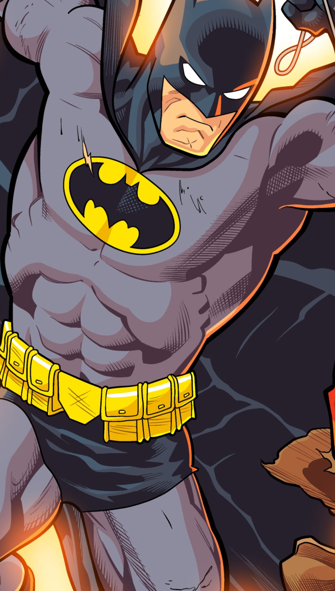 Batman fighting Hellboy Wallpaper 4k for iPhone and Mobile Phone ID:4378