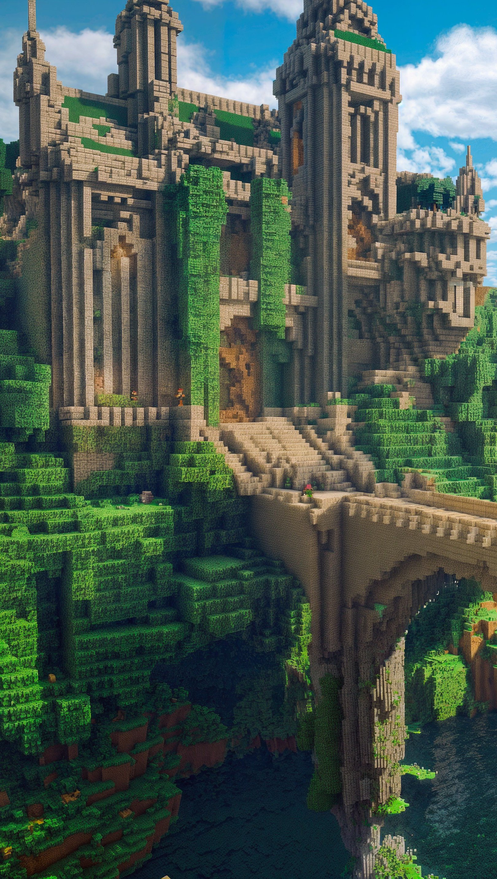 Castle with bridge in Minecraft Wallpaper 4K for iPhone and Mobile ...