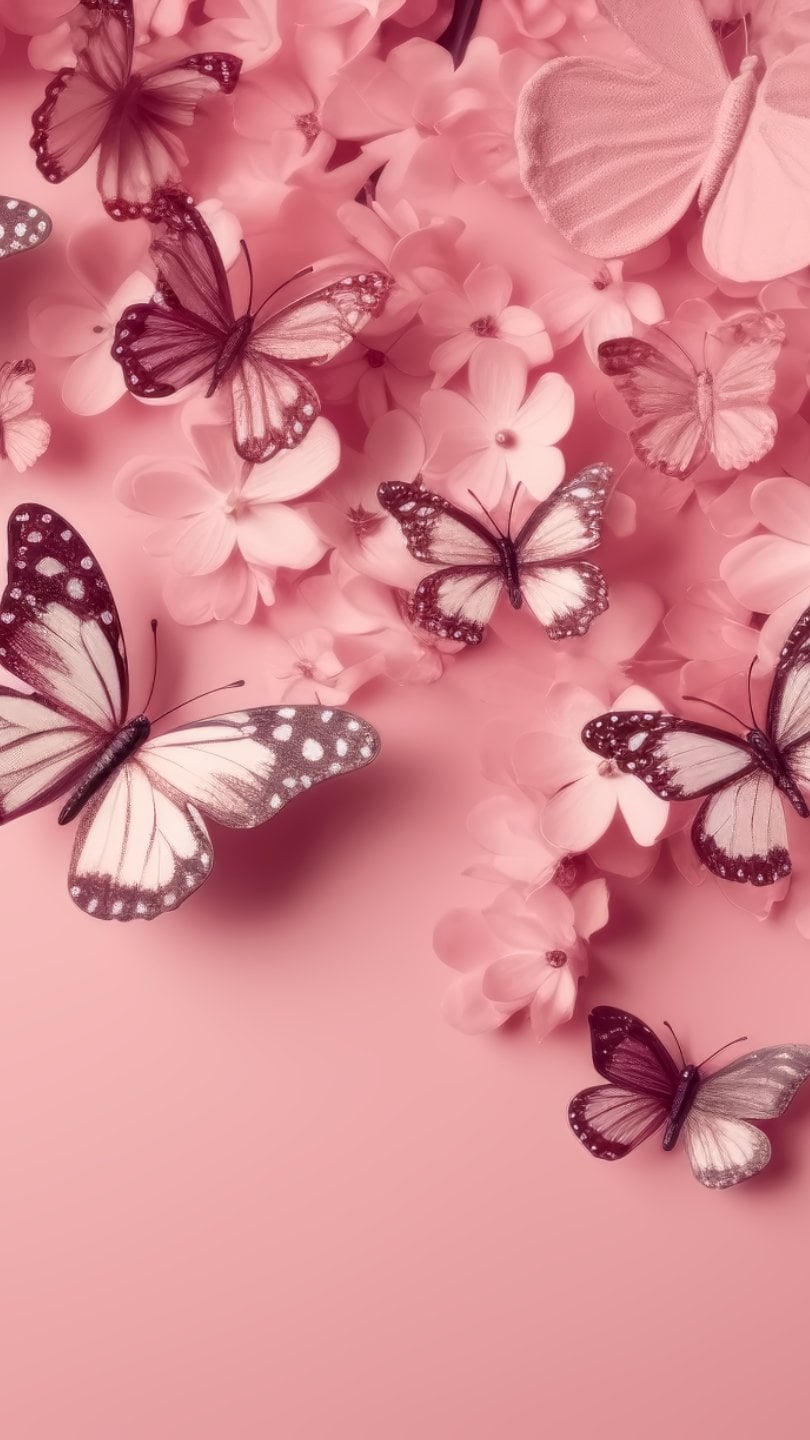 Pink butterflies Aesthetic Wallpaper 2k for iPhone and Mobile Phone ID ...