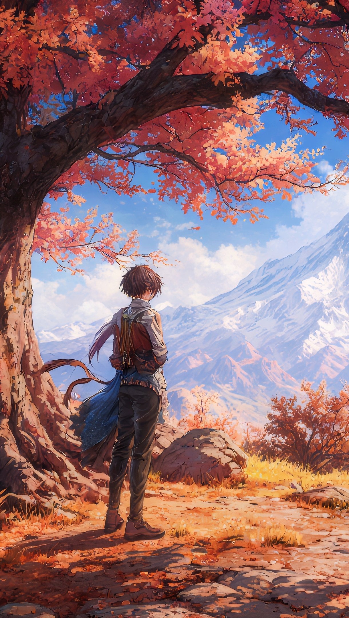 Anime character in an autumn landscape Wallpaper 4K for iPhone and ...
